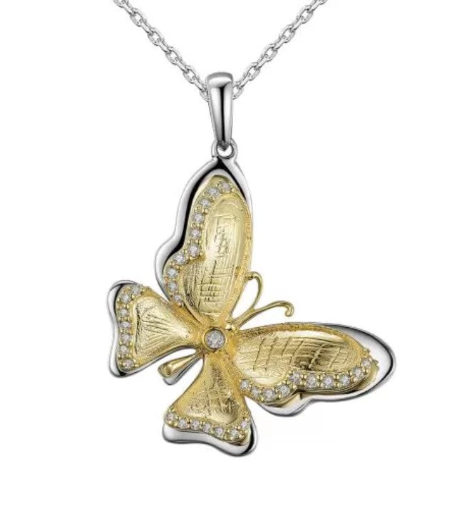 14kt White and Yellow Gold Butterfly Pendant – Newton's Jewelers Joplin