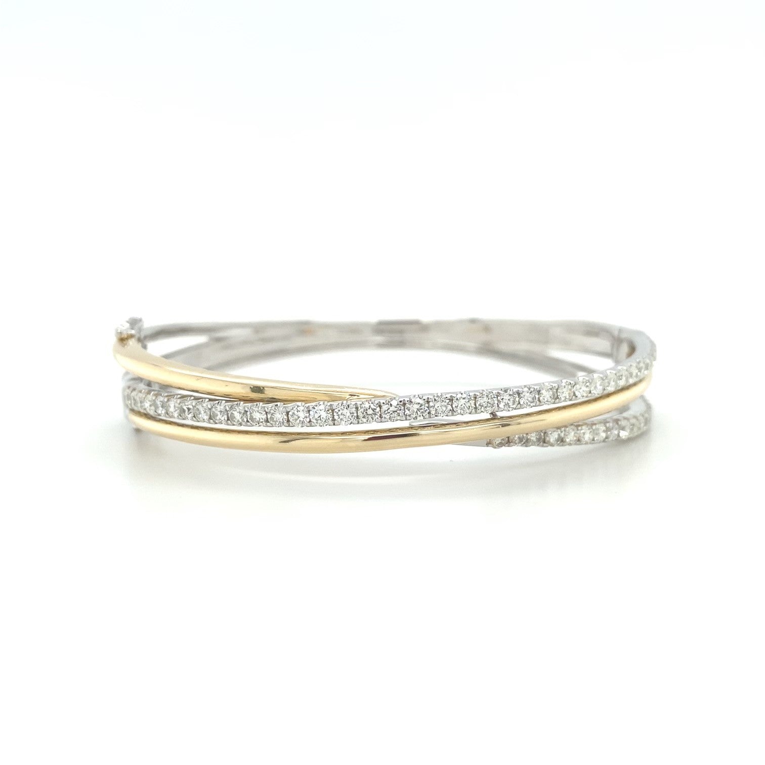 14kt Yellow and White Gold Diamond Bypass Bangle Bracelet – Newton's ...